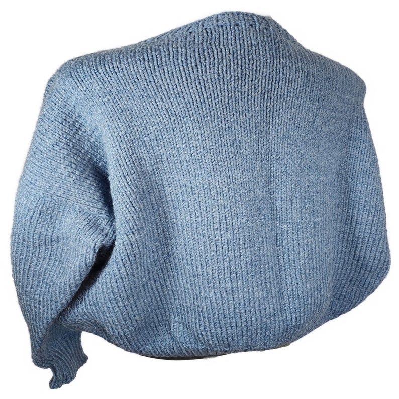 Handknit Cable Knit Sweater: Unisex Slate Blue Acrylic Wool Blend - Etsy