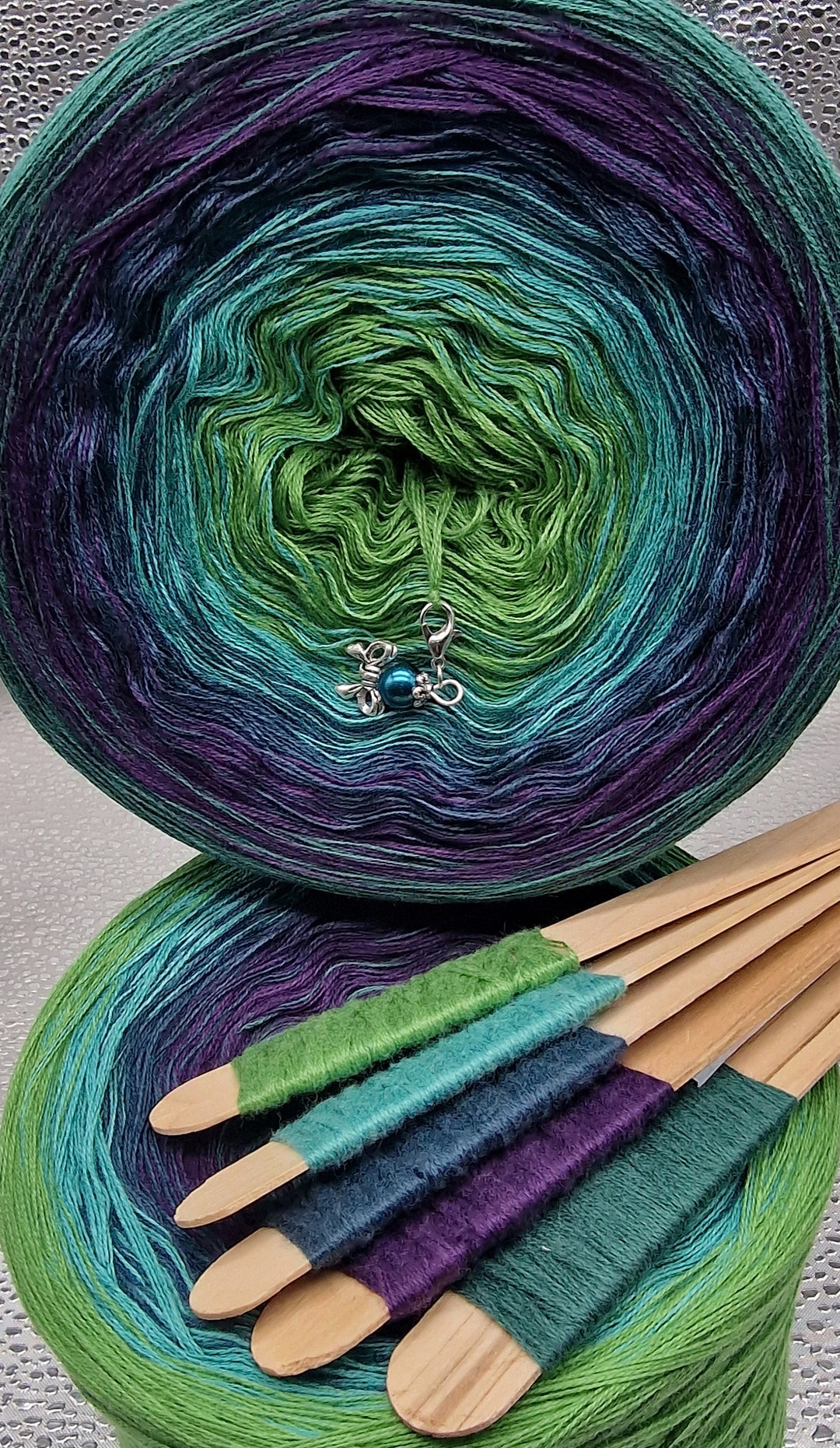 Cotton/acrylic Yarn Cake, "dragonfly", Crochet/knitting Yarn, Ombre ...