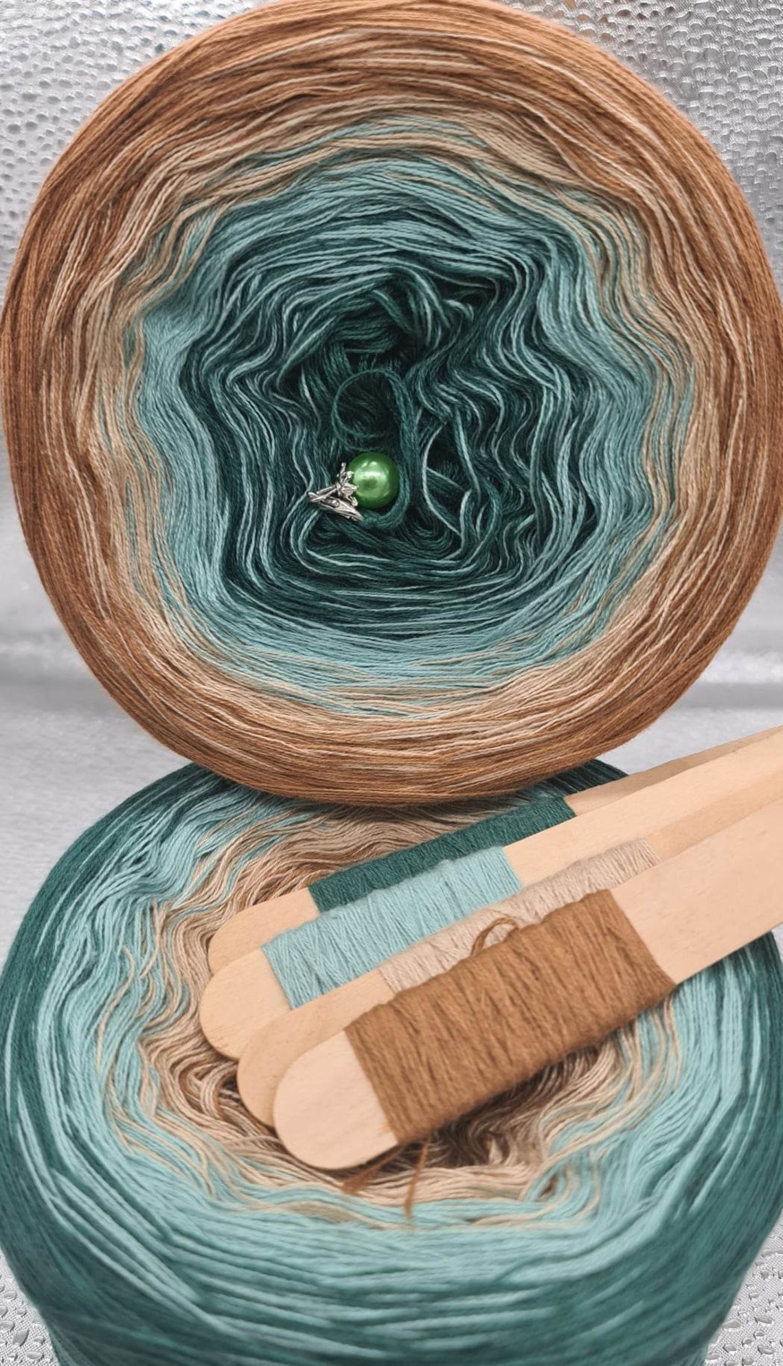Gradient Yarn Cake, 50/50 Cotton Acrylic, "oak", Crochet/knitting Yarn ...