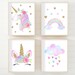 Unicorn Nursery Decor Posters Wall Art Prints Set of 4 | Etsy