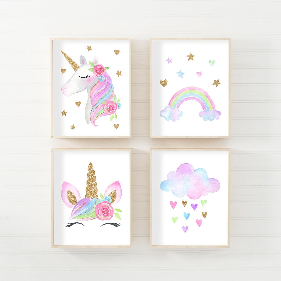 Unicorn Nursery Decor Posters Wall Art Prints Set of 4 - Etsy