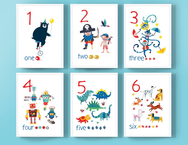 Number Flashcards Digital Download Illustrated Number Prints - Etsy UK