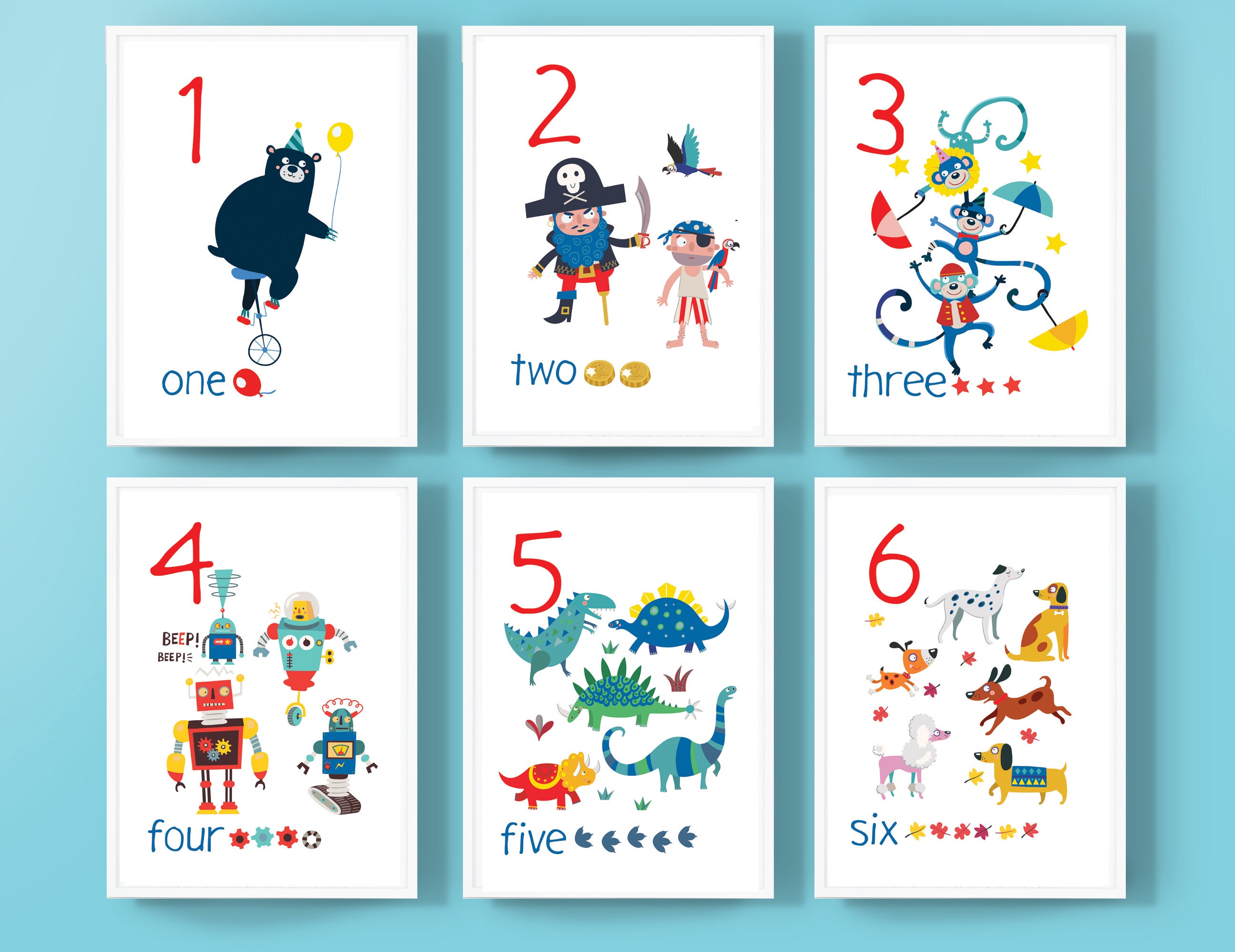 Number Flashcards Digital Download Illustrated Number Prints - Etsy ...