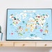 Children's World Map Wall Poster A2, Educational Art Print for Kids ...