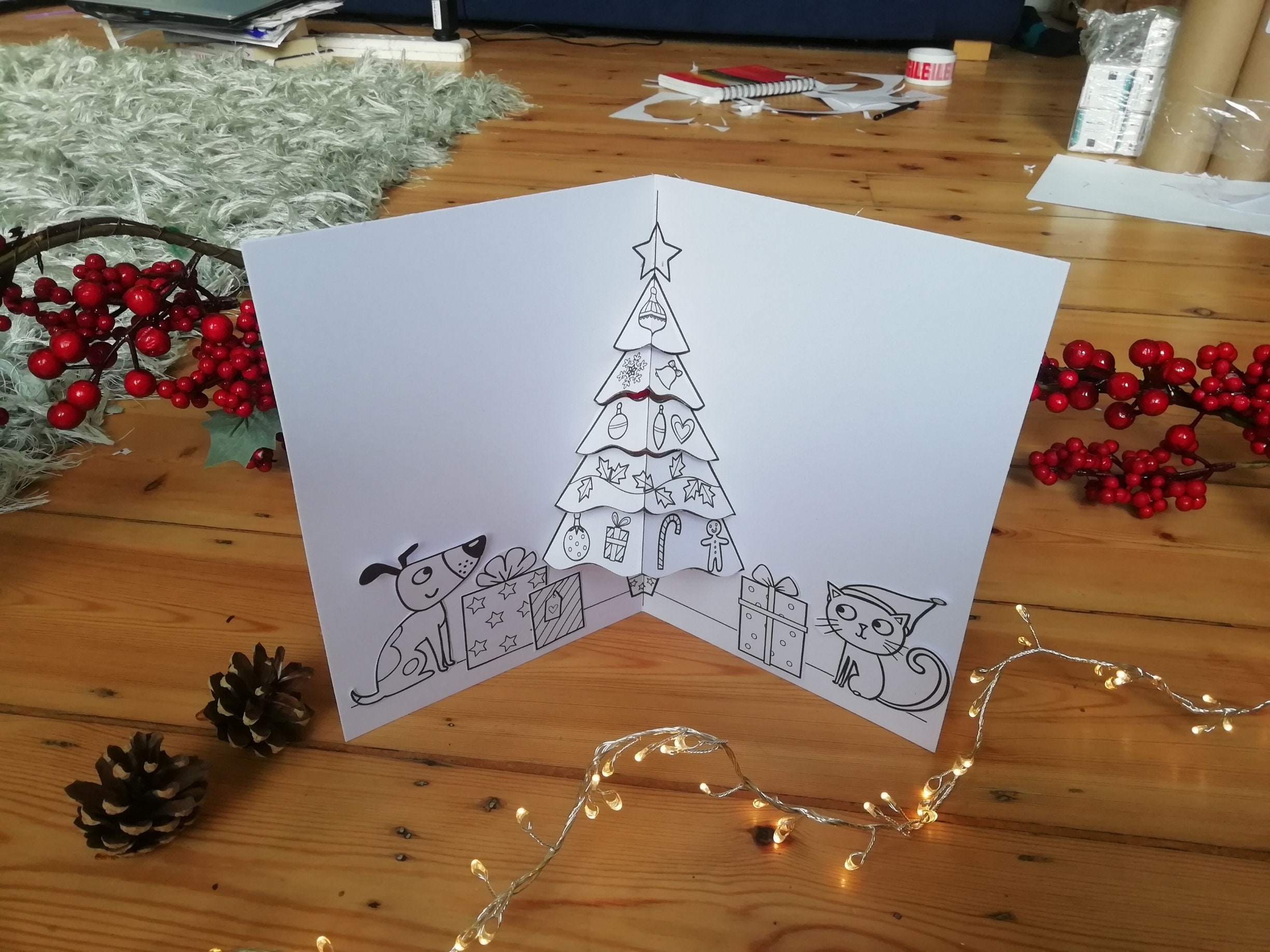 Pop up Christmas Cards Printable Paper Craft Activity | Etsy