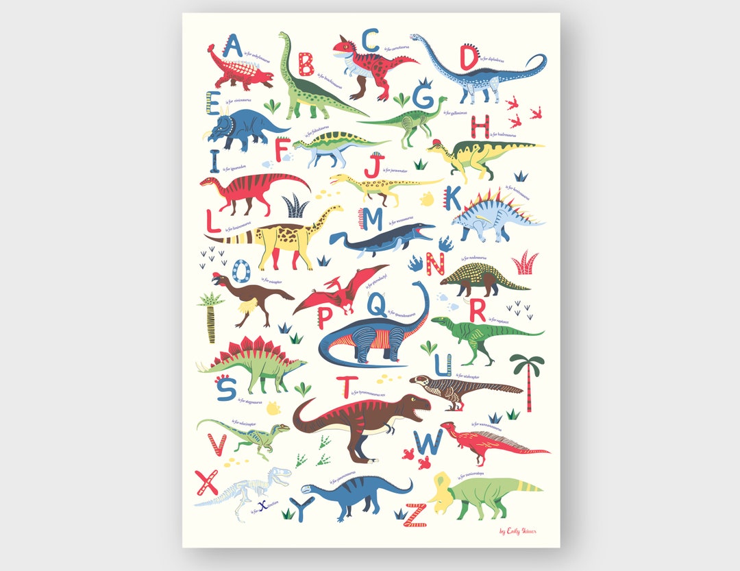 Dinosaur Alphabet Print, Instant Download, 4 Different Sizes, Kids Wall ...