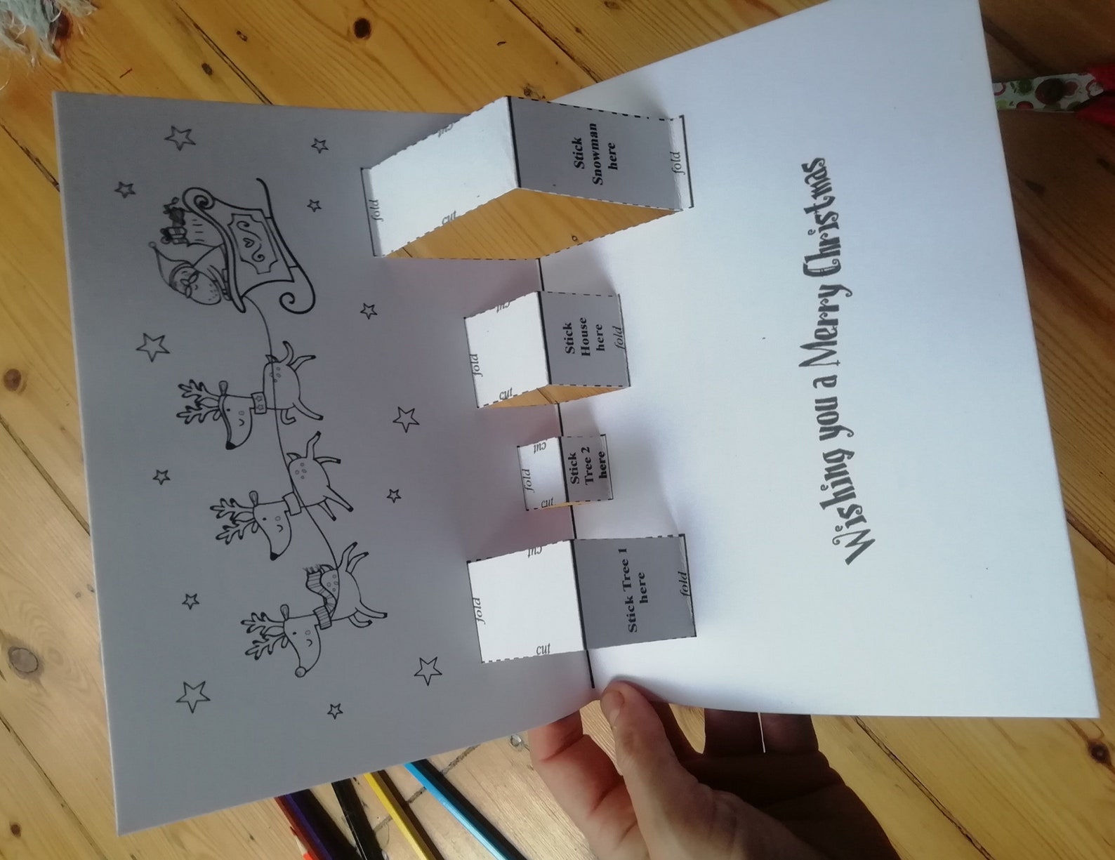 Pop up Christmas Cards Printable Paper Craft Activity | Etsy