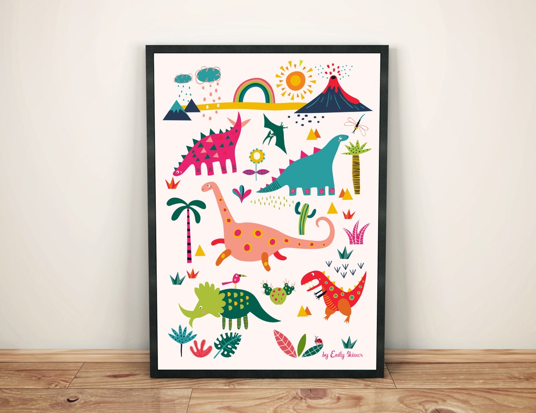 Rainbow Dinosaurs Children's Print, Instant Download, Kids Wall Art ...