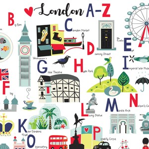 London Alphabet Print, Instant Download, A-Z London Landmarks Poster - Etsy