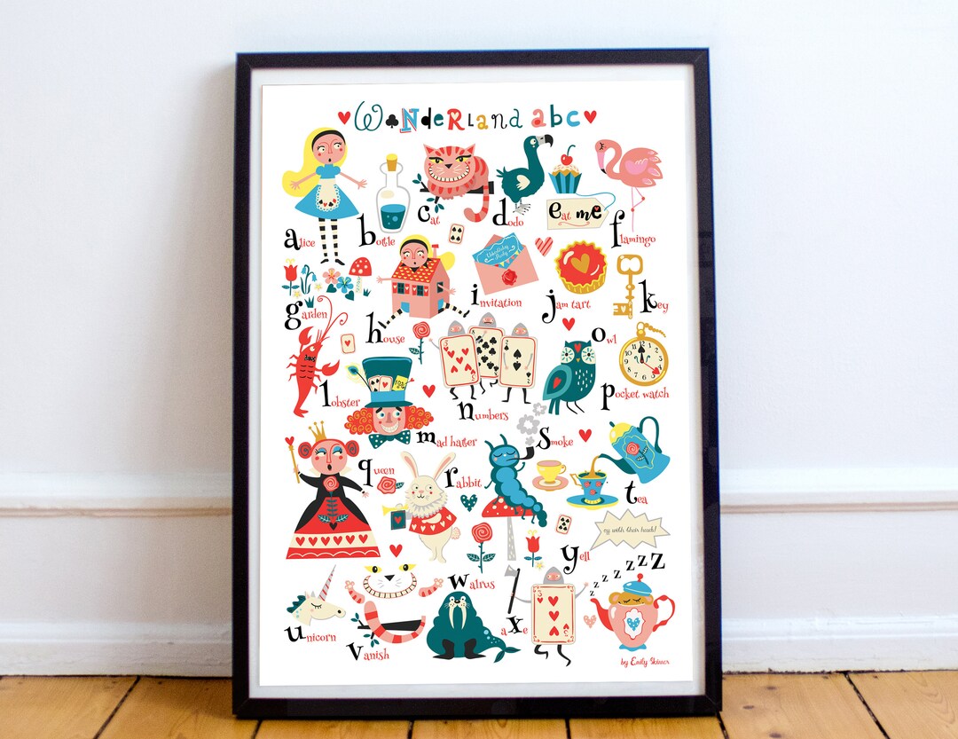 Alice in Wonderland Alphabet Print: Whimsical Nursery Wall Art - Etsy