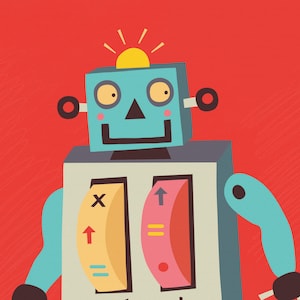 Robot Art Prints, Digital Download Colourful Wall Art for Children's ...