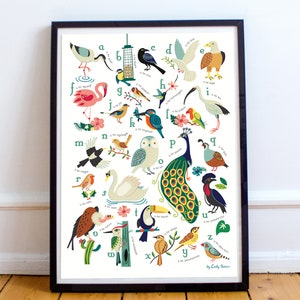 Birds Alphabet Art Print, Instant Download, 4 Sizes, Decorative ...