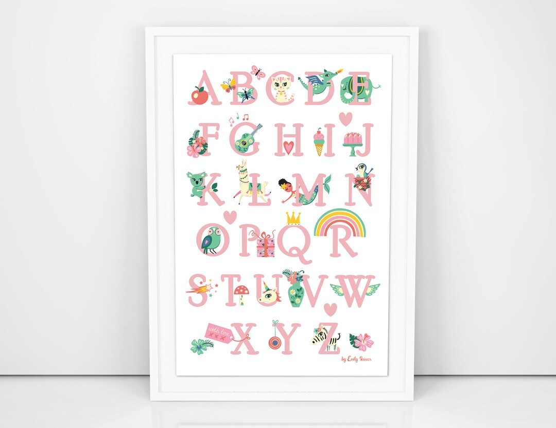 Children's Alphabet Art Print, Digital Download Decorative Wall Art ABC ...
