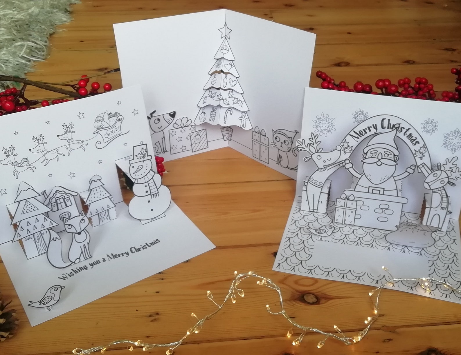 Pop up Christmas Cards Printable Paper Craft Activity | Etsy