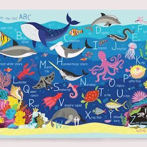 Under the Sea Children's Alphabet Poster, Instant Download - Etsy
