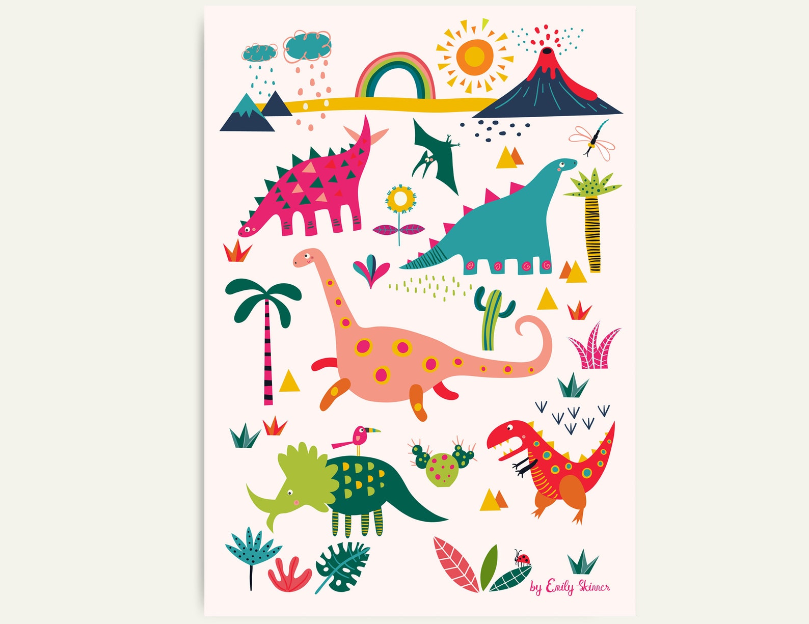 Rainbow Dinosaurs Children's Print Instant Download Kids - Etsy UK