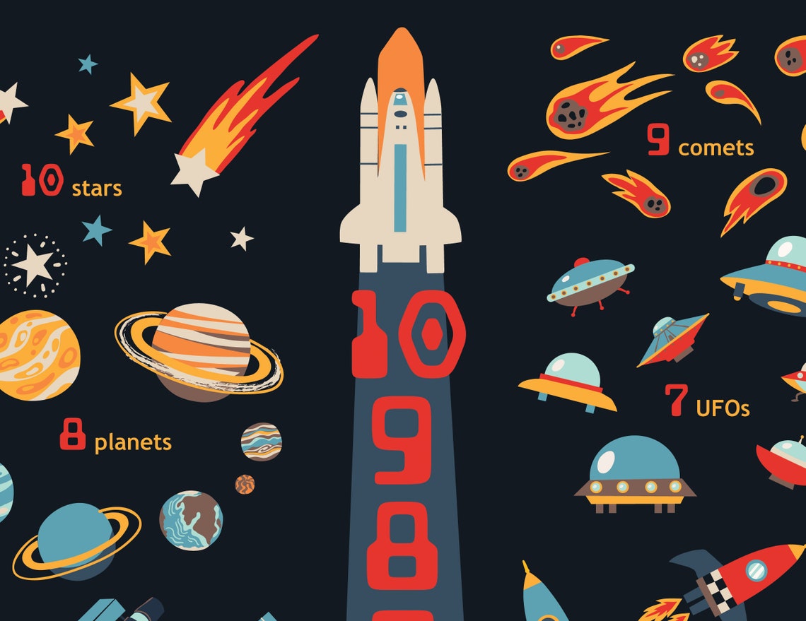 Space Countdown Children's Art Print Instant Download 4 - Etsy