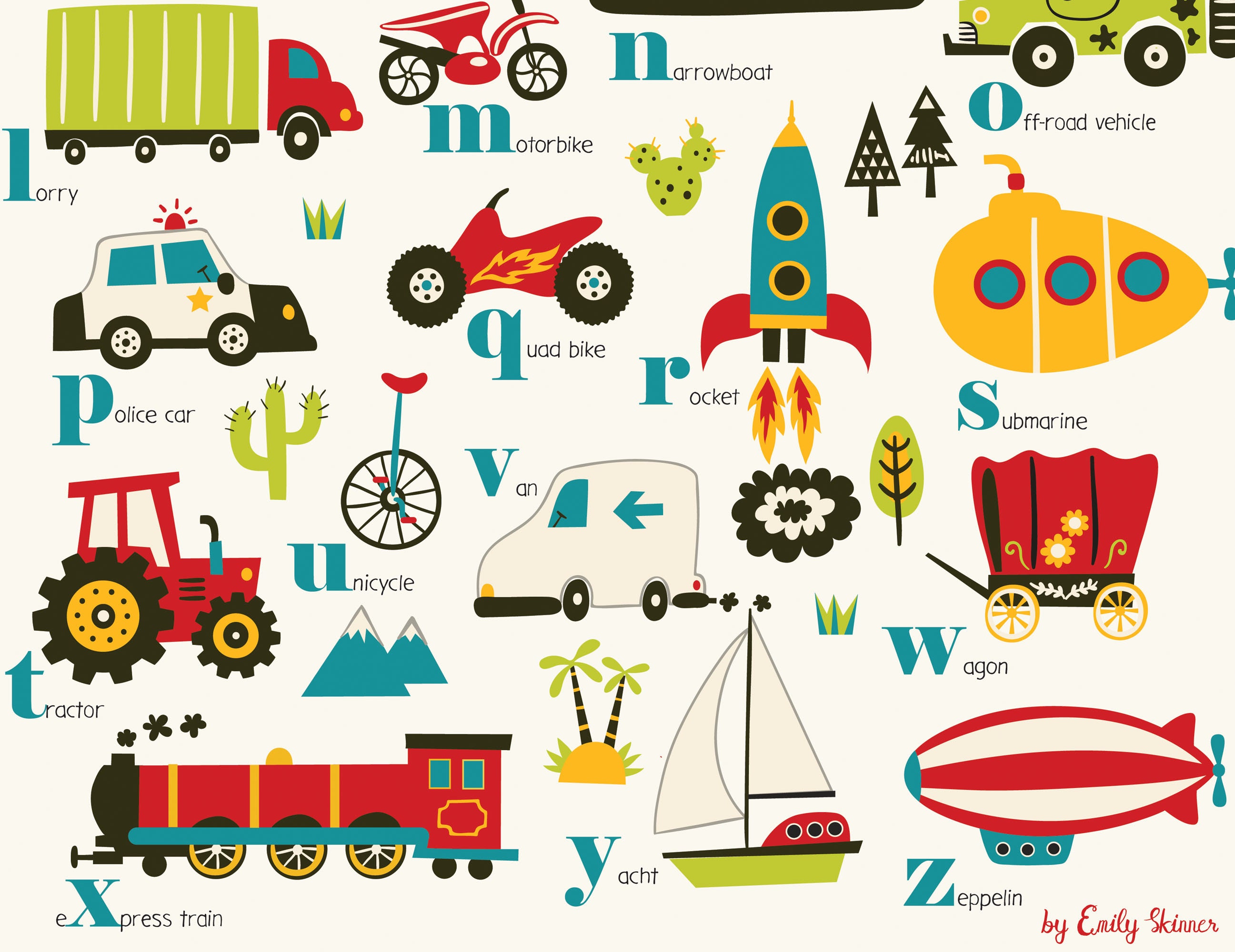 Vehicles Alphabet Poster Instant Download in 4 Sizes - Etsy UK