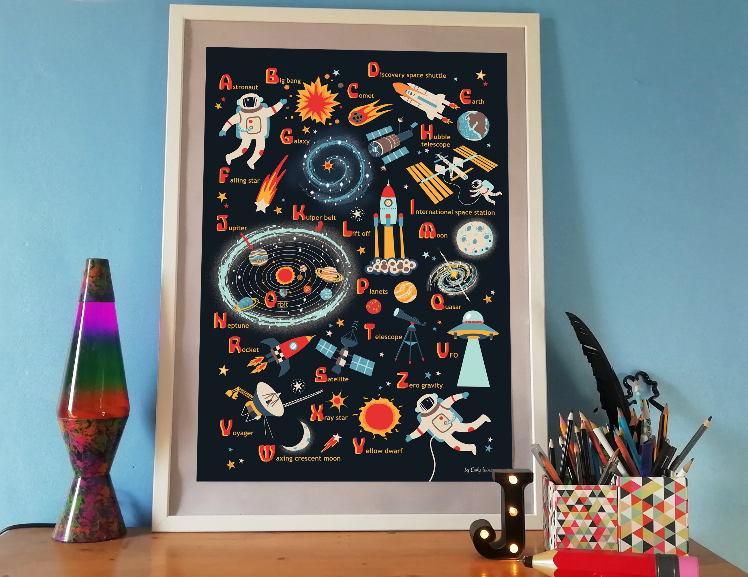Space Alphabet Poster: Kids Room Decor, Astronaut Print (instant ...