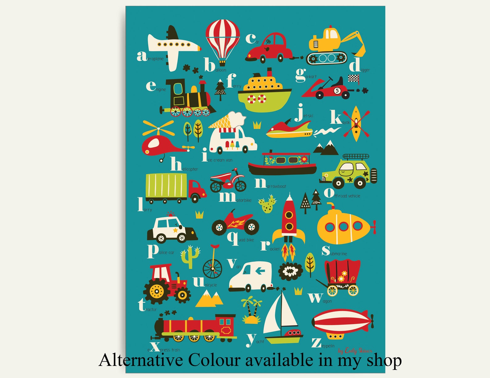 Vehicles Alphabet Poster Instant Download in 4 Sizes | Etsy UK