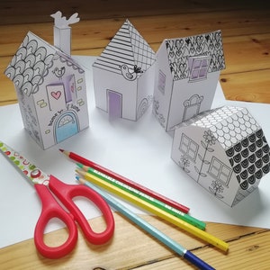 Printable Paper Houses: Color, Cut & Create Activity (digital Download ...