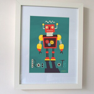 Robot Art Prints, Digital Download Colourful Wall Art for Children's ...