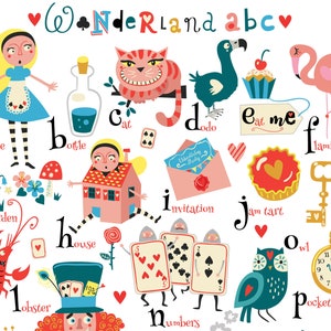 Alice in Wonderland Alphabet Art Print: Nursery Decor (digital Download ...