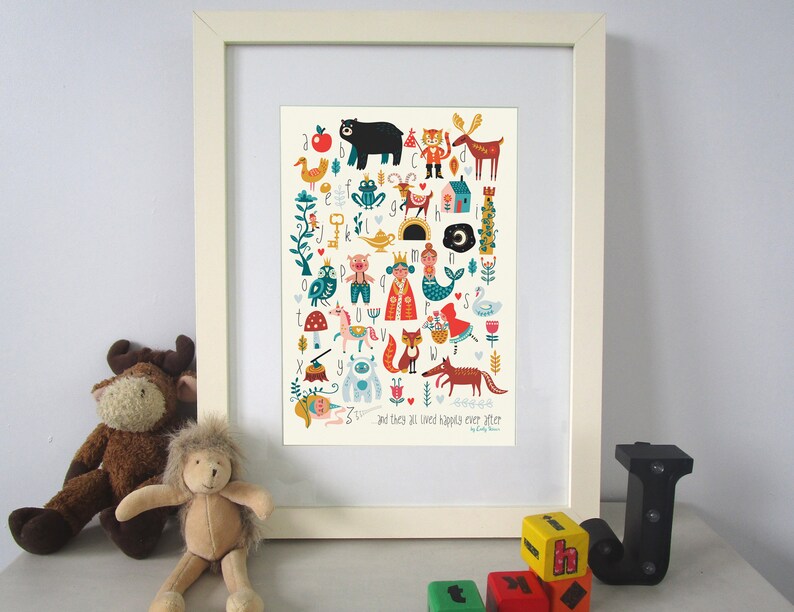 Fairytale Alphabet Poster: Kids Nursery Folk Art Print (instant ...