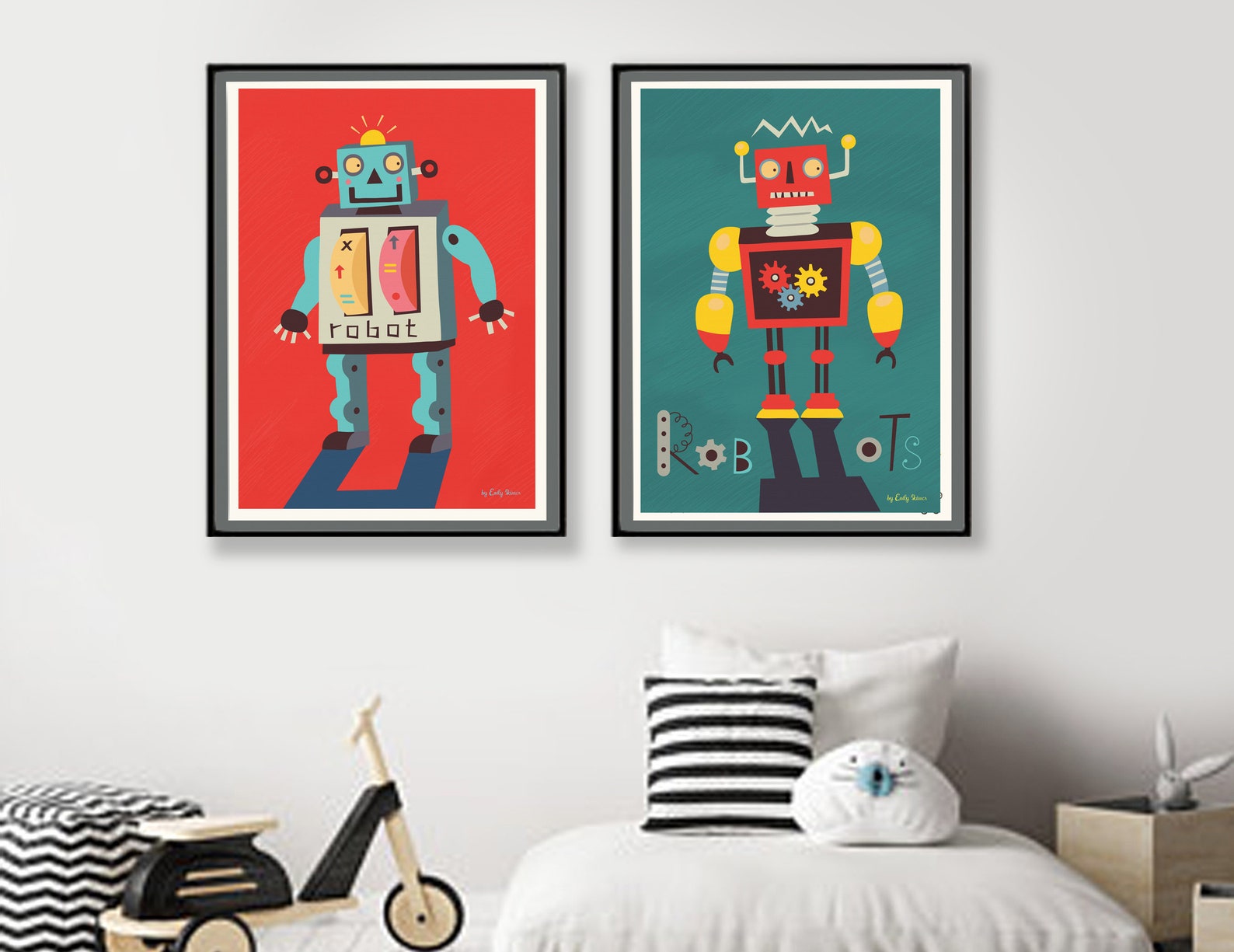 Robot Art Prints Digital Download Colourful Wall Art for | Etsy