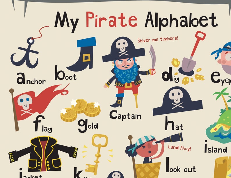 A2 Pirate Alphabet Poster Children's Art Print Kids Wall - Etsy