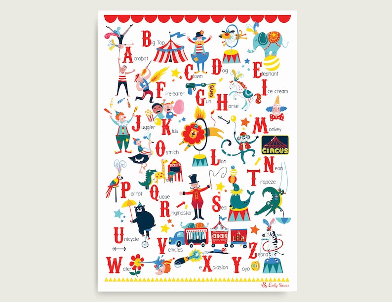Circus Alphabet Poster: Kids Nursery Wall Art (digital Download) - Etsy