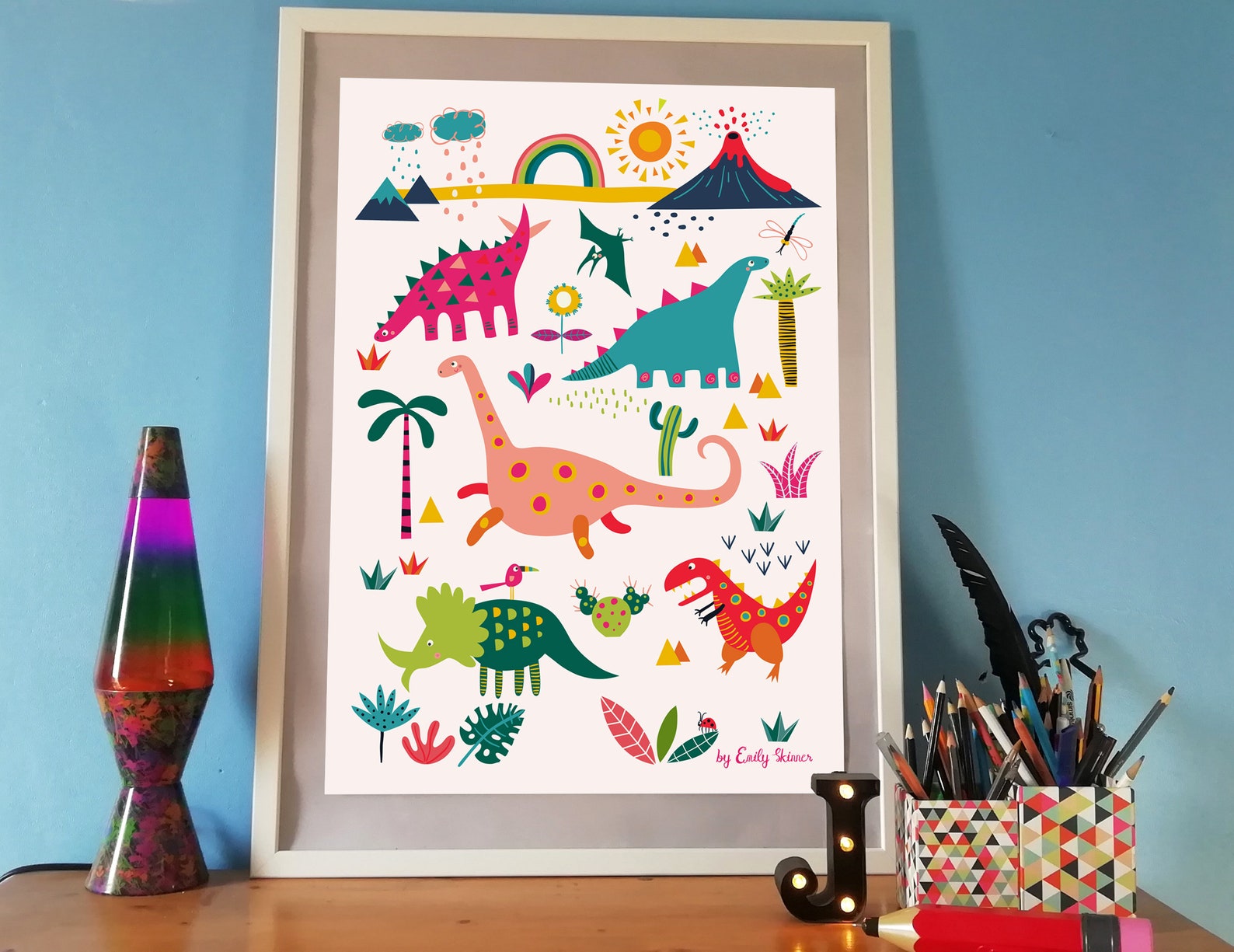 Rainbow Dinosaurs Children's Print, Instant Download, Kids Wall Art ...