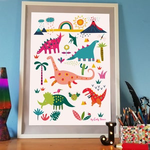 Rainbow Dinosaurs Children's Print, Instant Download, Kids Wall Art ...