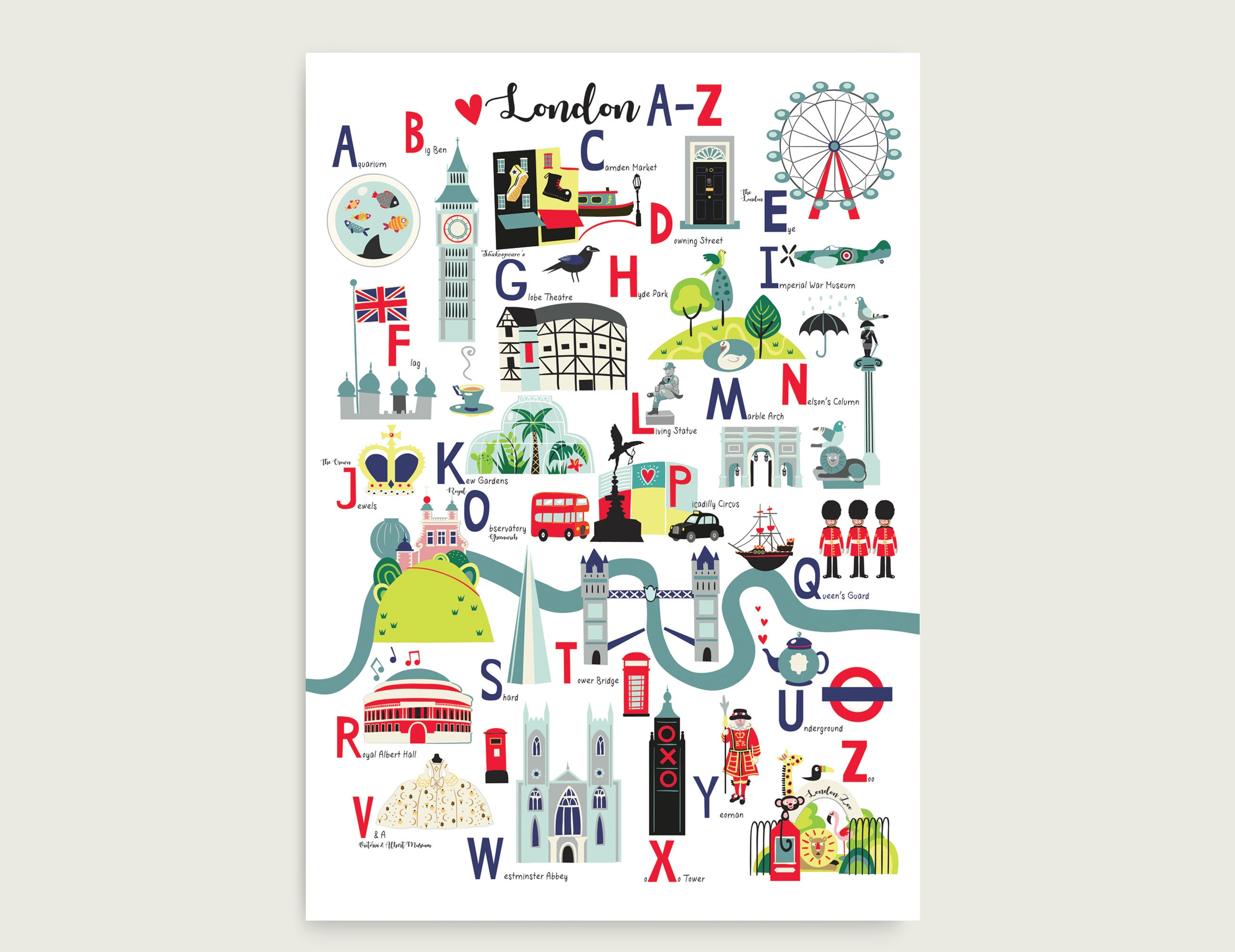 London Alphabet Print instant download A-Z London landmarks | Etsy