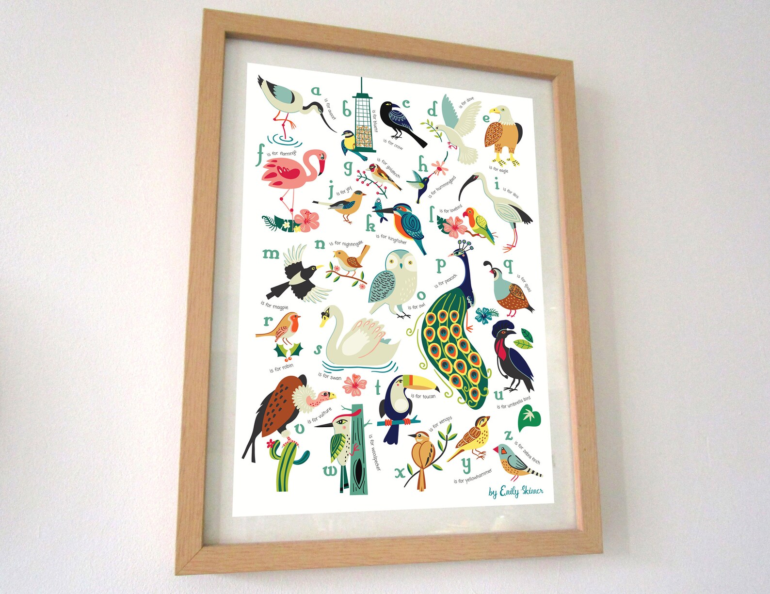 Birds Alphabet Art Print, Instant Download, 4 Sizes, Decorative ...