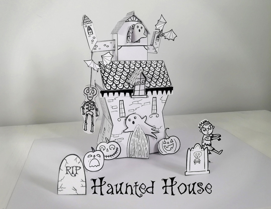 Haunted House Paper Craft Activity, Instant Download, Halloween ...