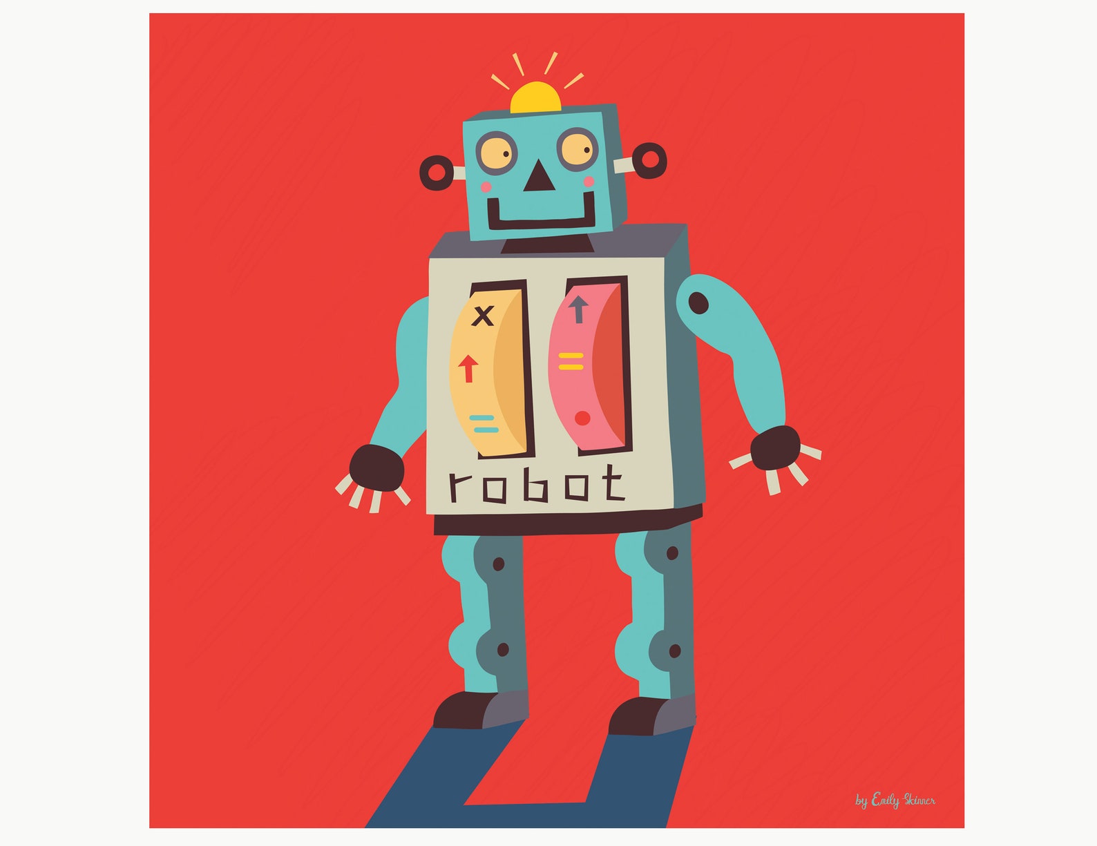 Robot Prints X 6 Instant Download Colourful Retro - Etsy