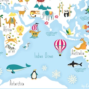 Children's World Map Wall Poster A2, Educational Art Print for Kids ...