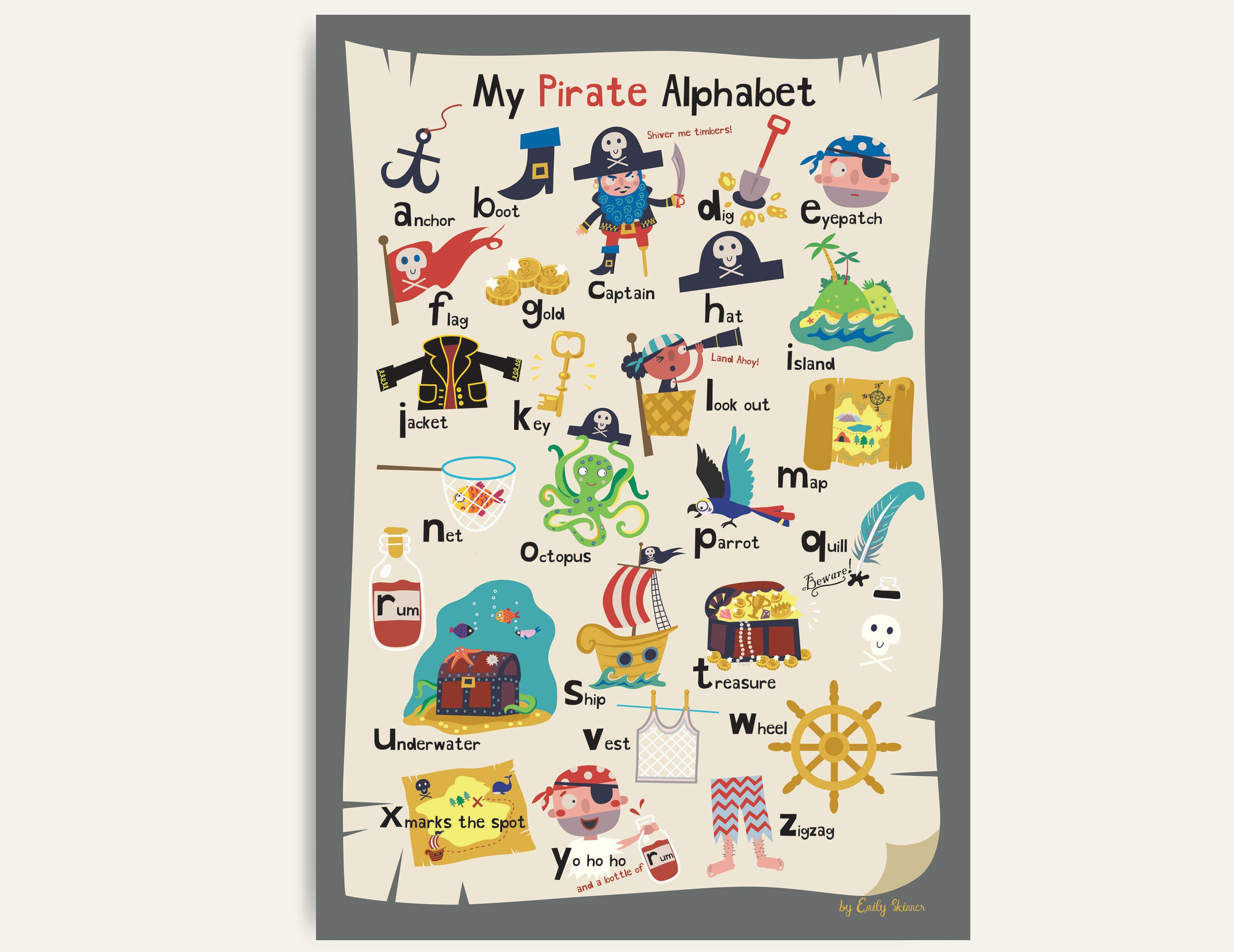 Pirate Alphabet Poster Instant Download Fun Children's | Etsy