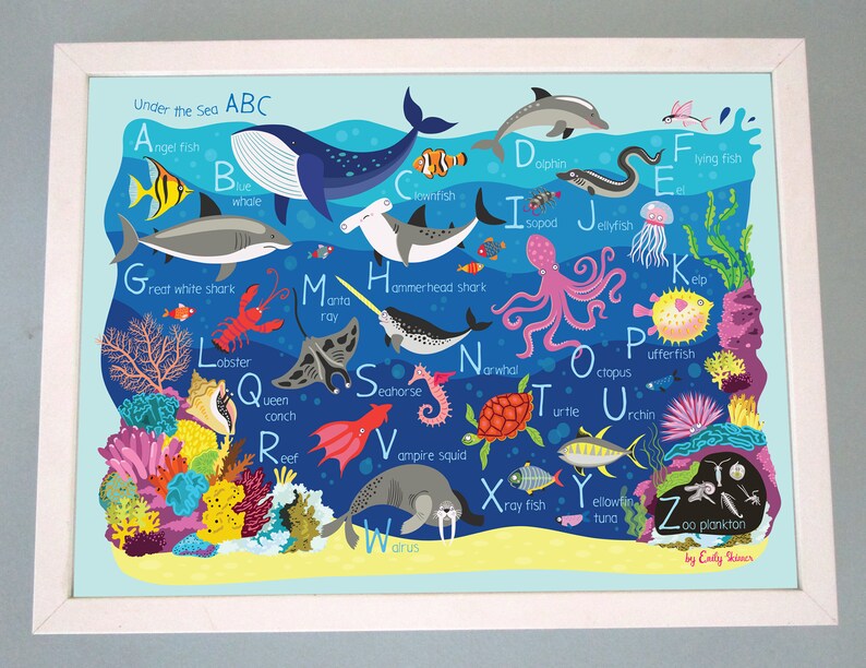 Under the Sea Children's Alphabet Poster, Instant Download - Etsy