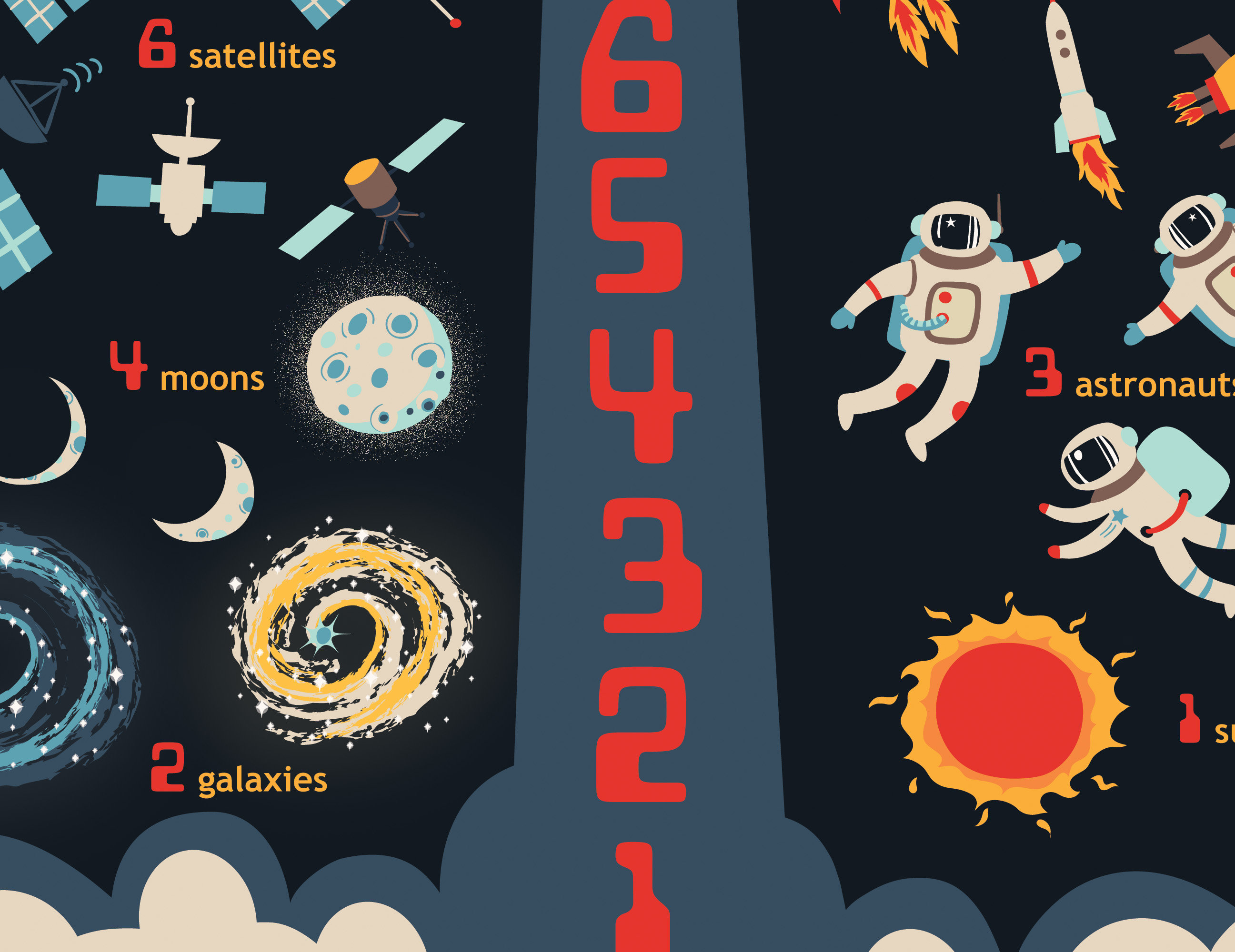 Space countdown children's art print instant download 4 | Etsy