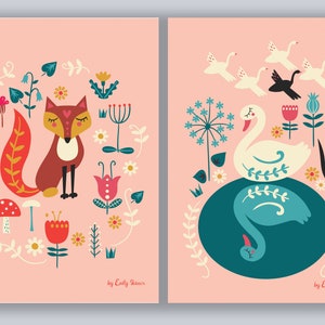 Set of 4 Folk Art Fairy Tale Prints, Decorative Wall Art, Great for ...