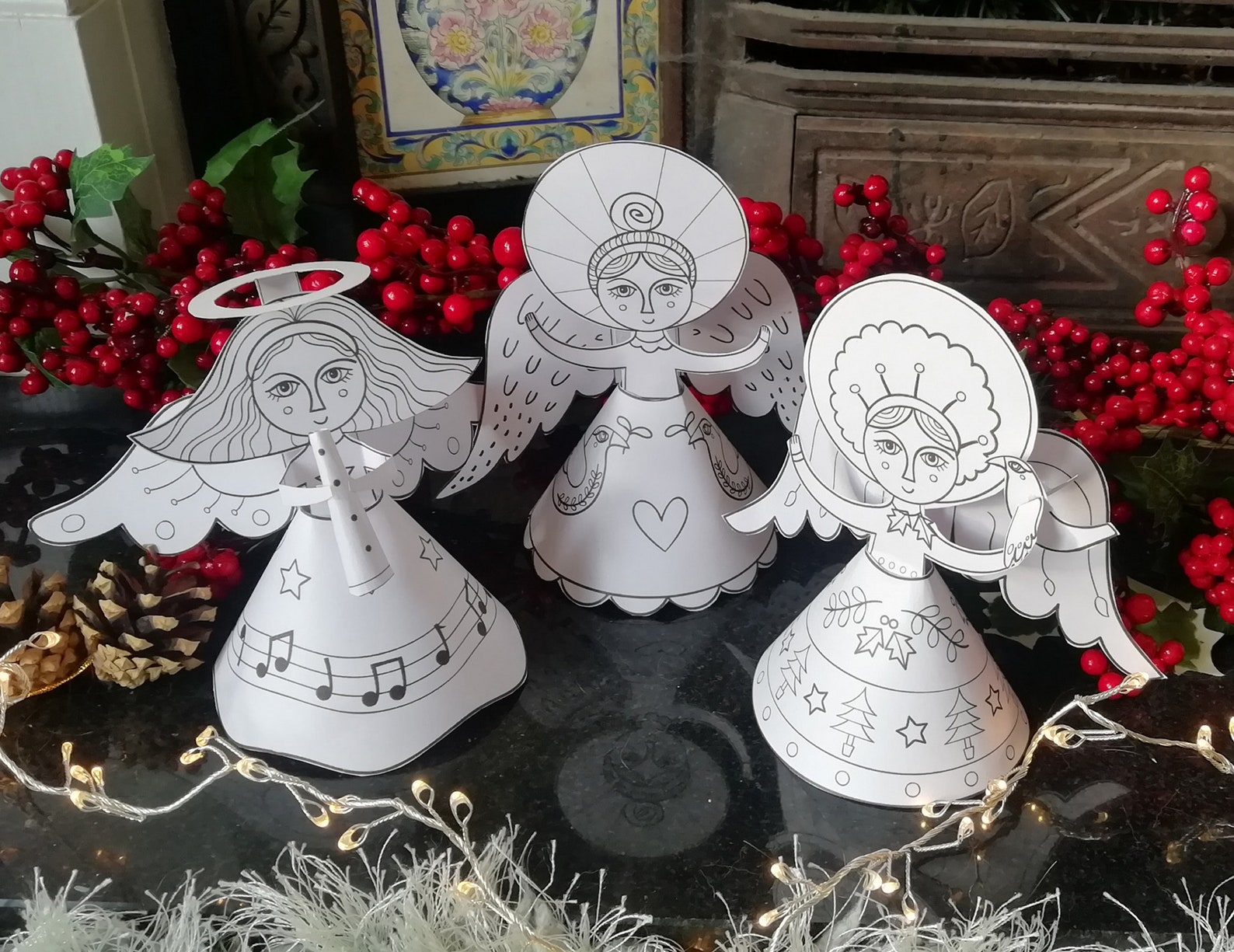 Christmas Angels Printable Paper Craft Activity | Etsy