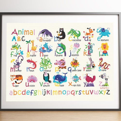 Alphabet Poster Playroom Decor ABC Animal Nursery Decor Kids - Etsy