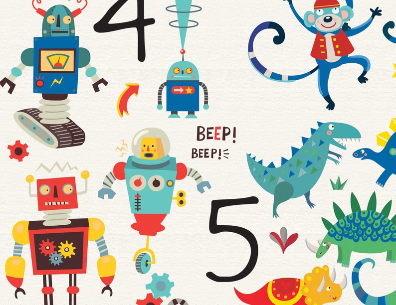 Number Prints Set of 2 Instant Download Kids Wall Art | Etsy