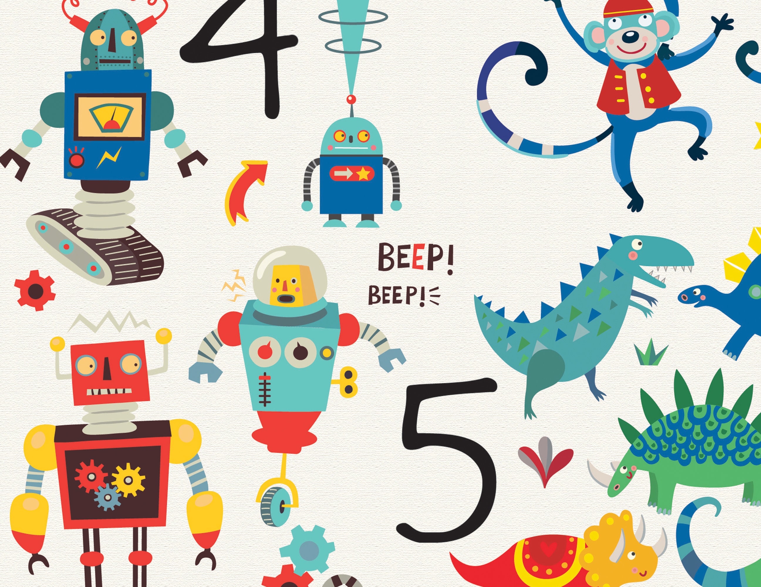 Number Prints Set of 2 Instant Download Kids Wall Art | Etsy