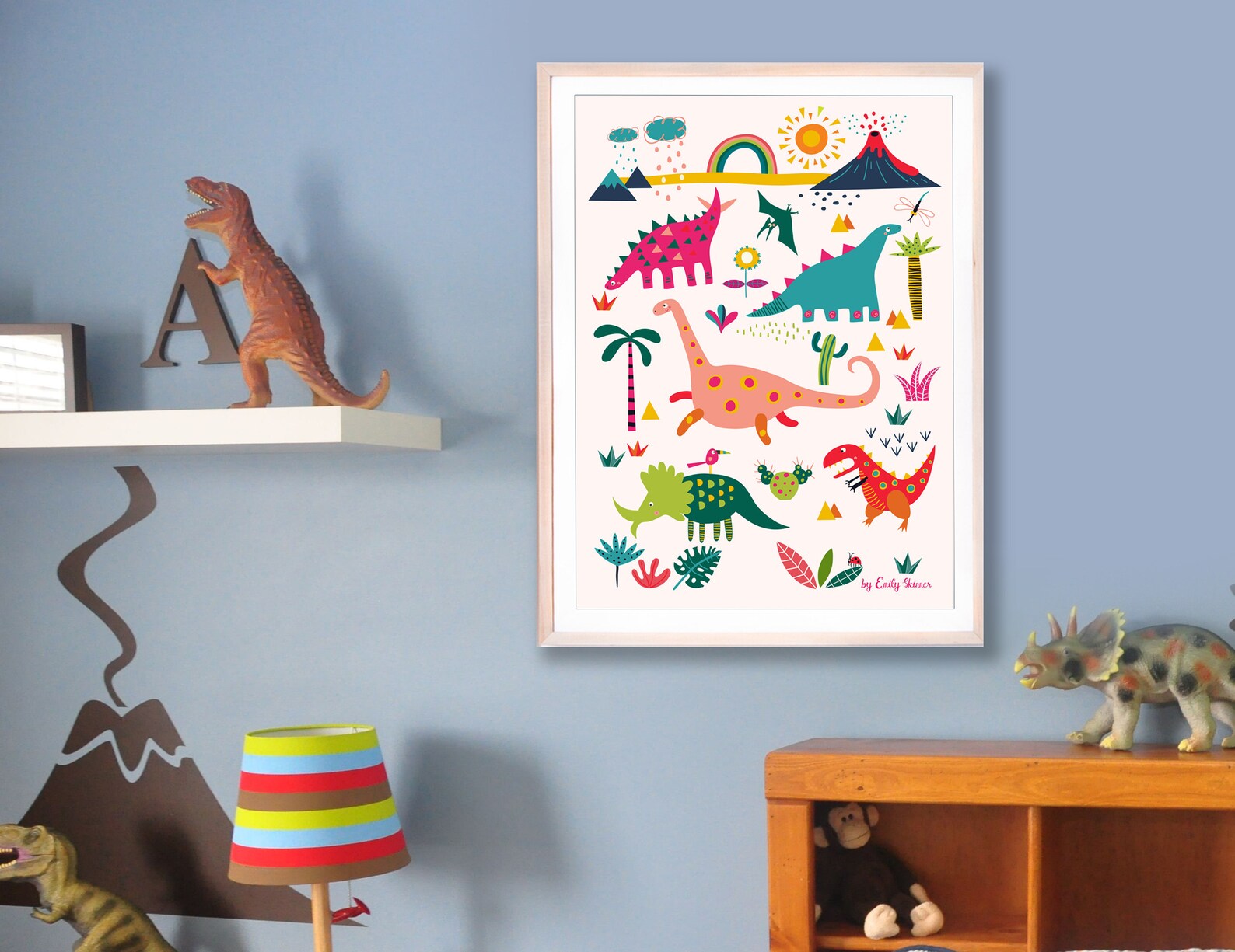 Rainbow Dinosaurs Children's Print, Instant Download, Kids Wall Art ...