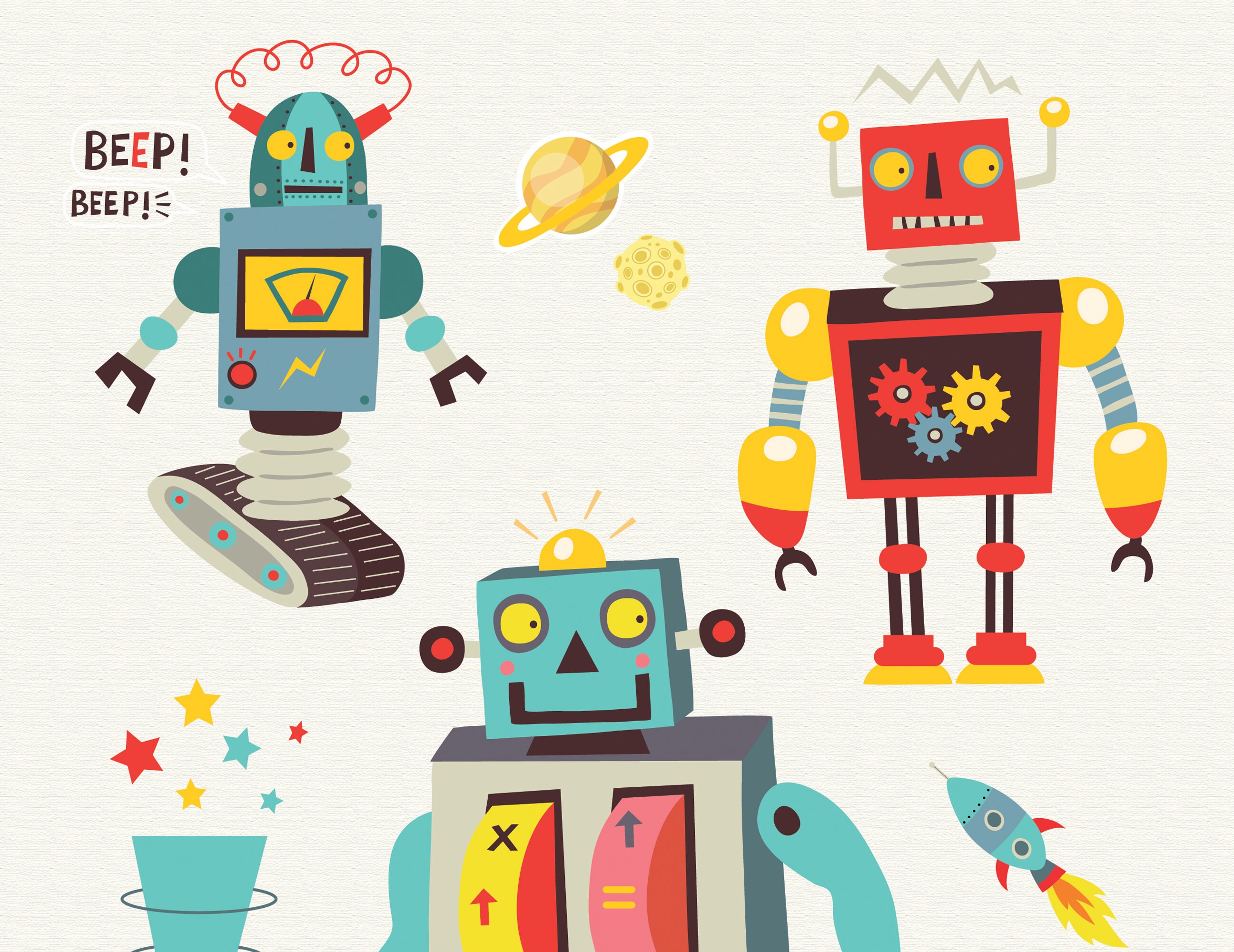 Children's Robot Art Print Instant Download Robot Print | Etsy