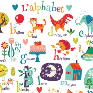 French Alphabet Wall Poster, Digital Download, Cute & Colourful ...