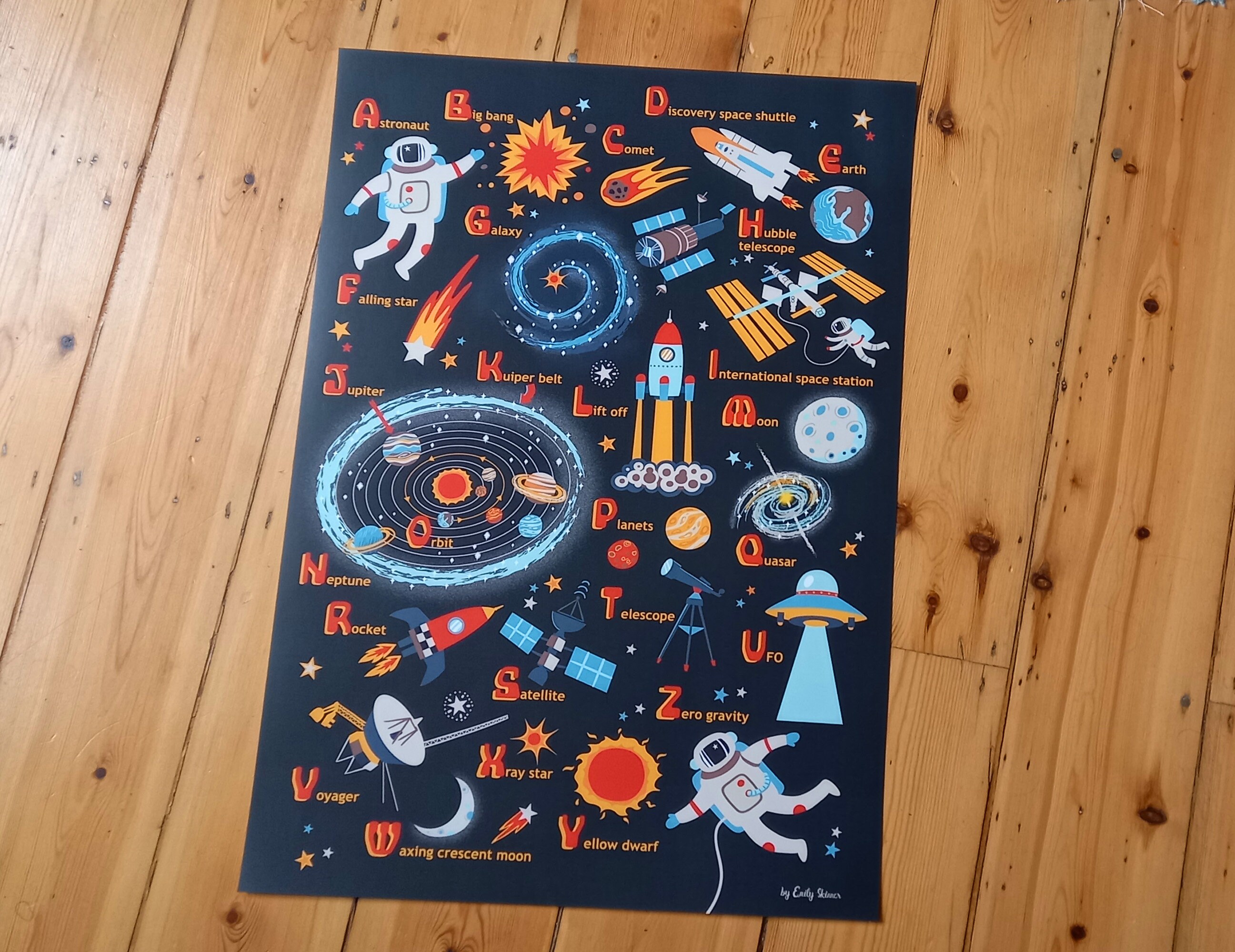 Póster abc del alfabeto espacial descarga instantánea arte - Etsy España